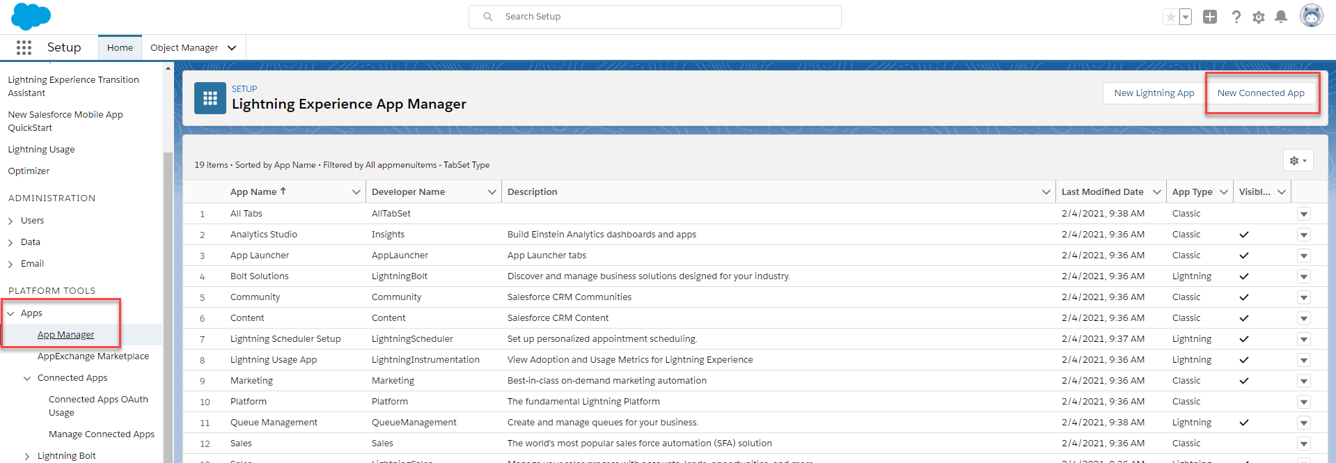 Configuring Salesforce connected app - Lightning view
